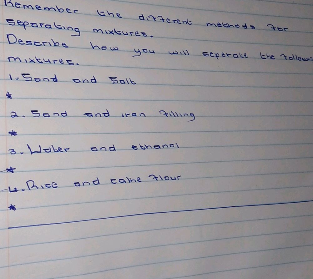 Remember the different methods for | StudyX