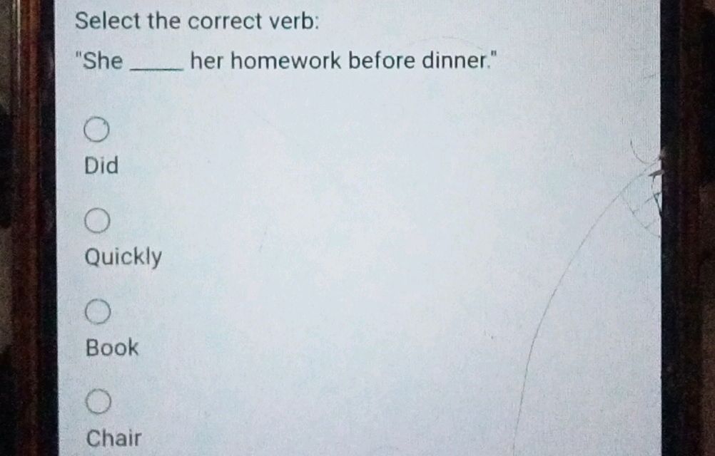 Select the correct verb: "She ____ her | StudyX