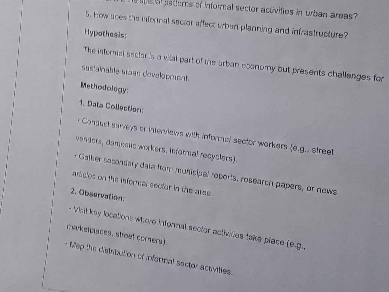 How does the informal sector affect urban
