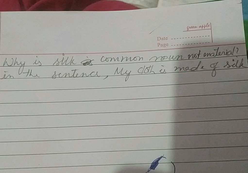 Why is silk a common noun not material? in | StudyX