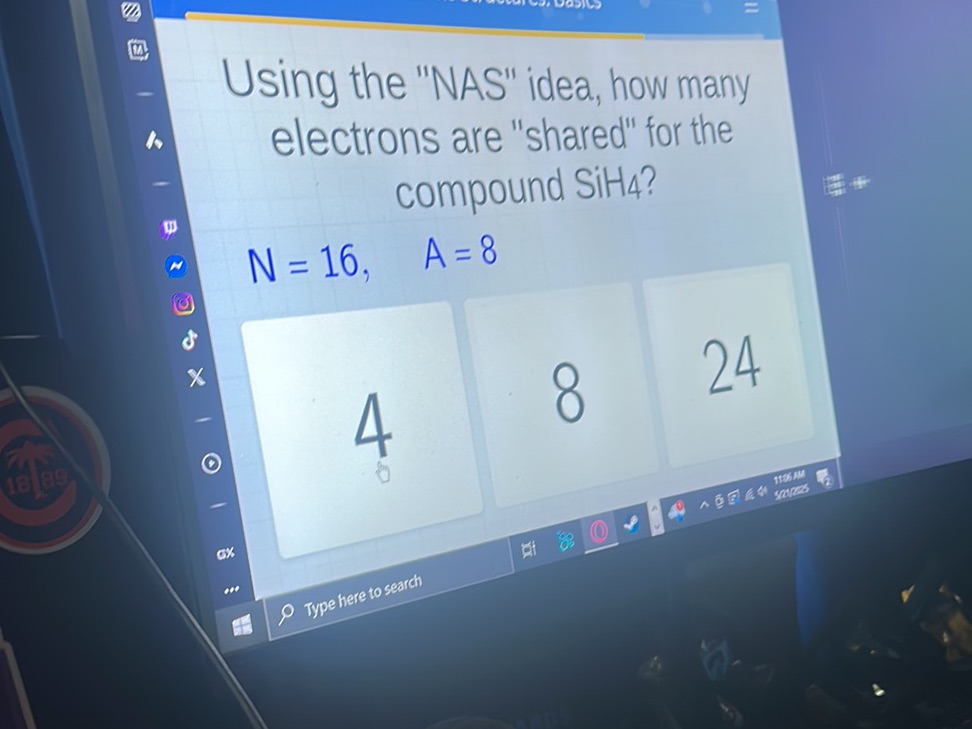 Using the "NAS" idea, how many electrons are | StudyX