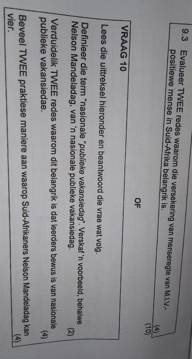 9.3 Evalueer TWEE redes waarom die | StudyX