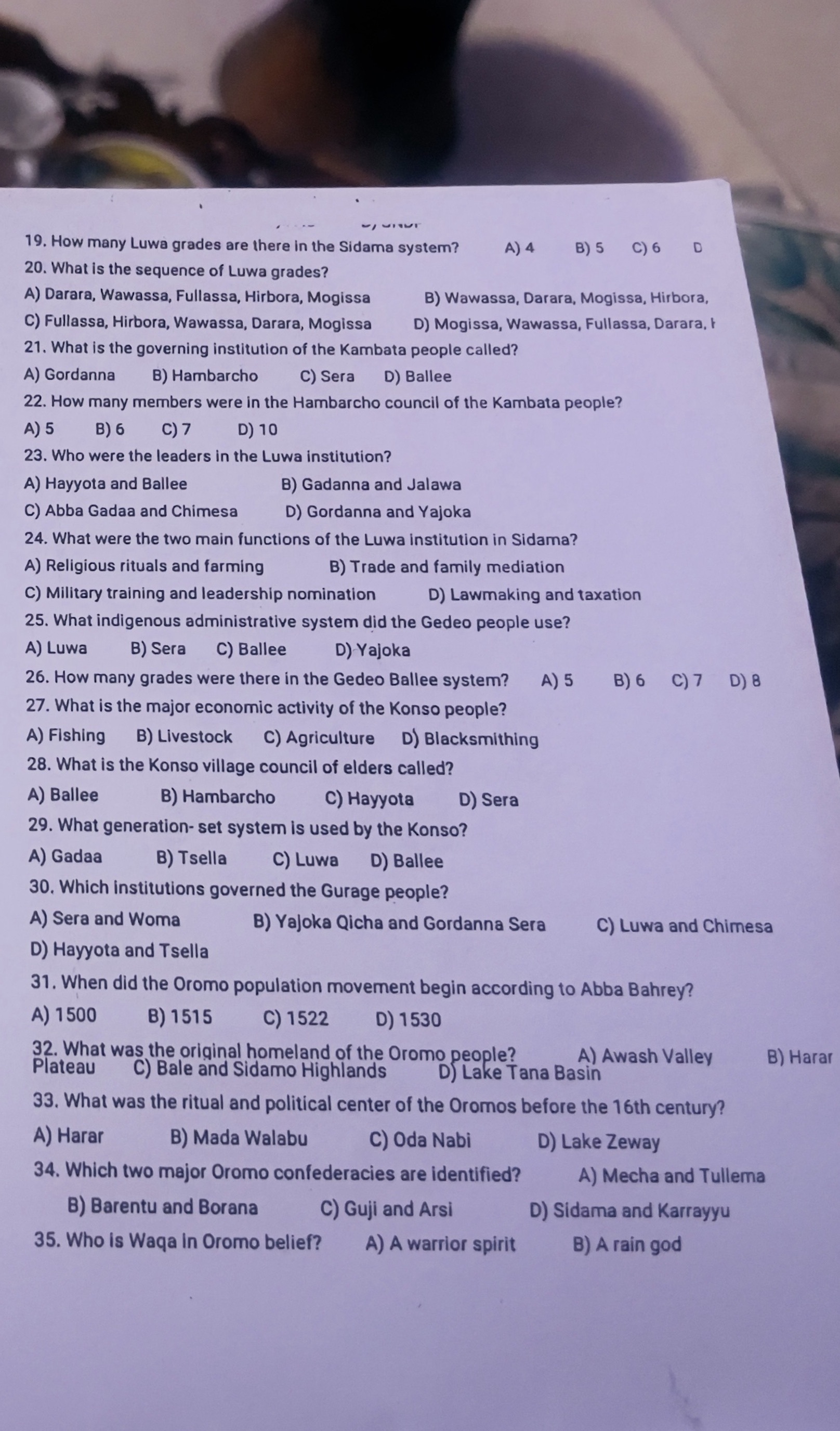 19. How many Luwa grades are there in the | StudyX