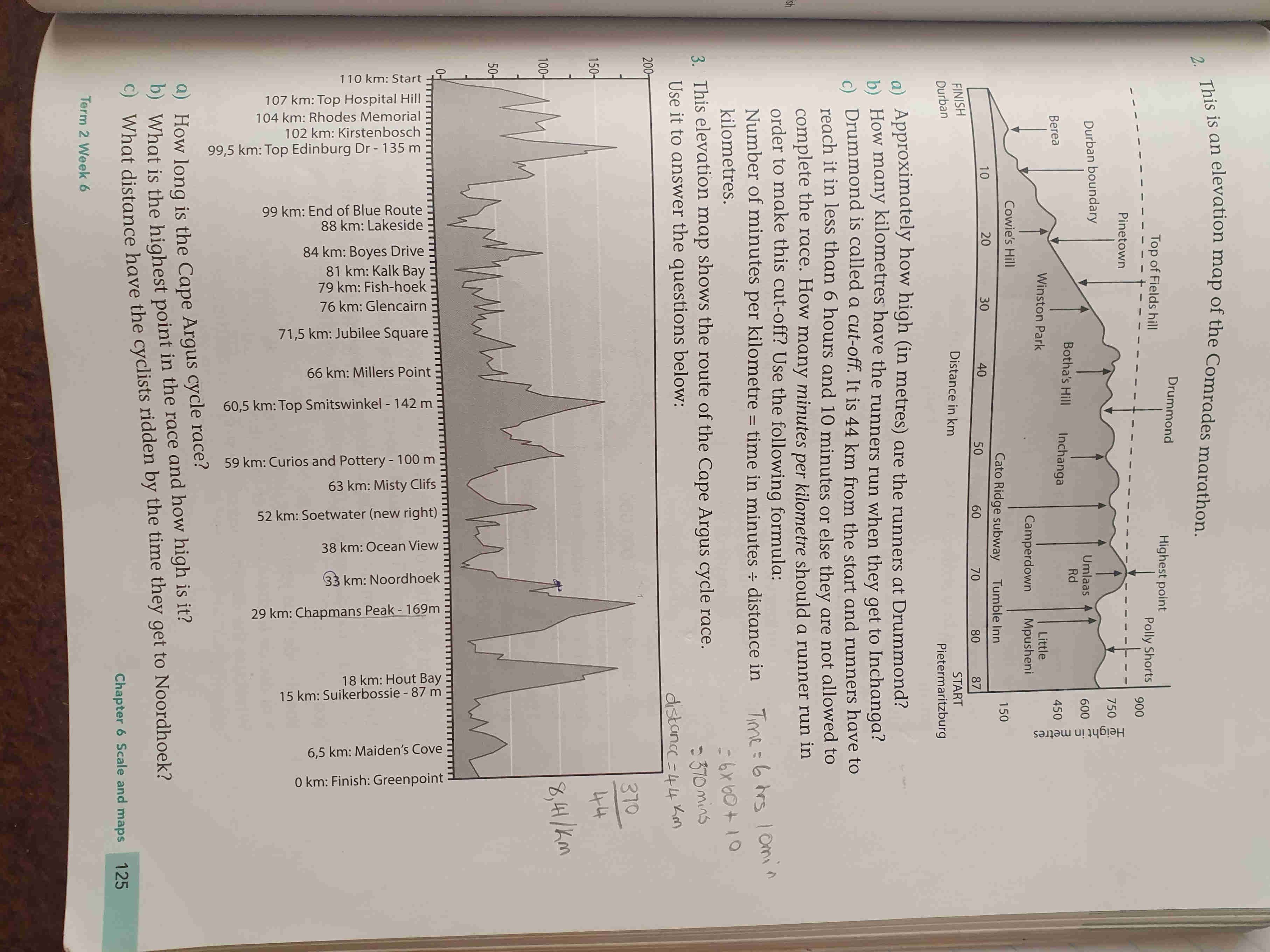 2. This is an elevation map of the Comrades | StudyX