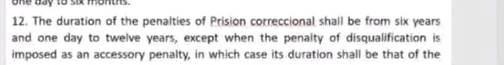 12. The duration of the penalties of Prision | StudyX