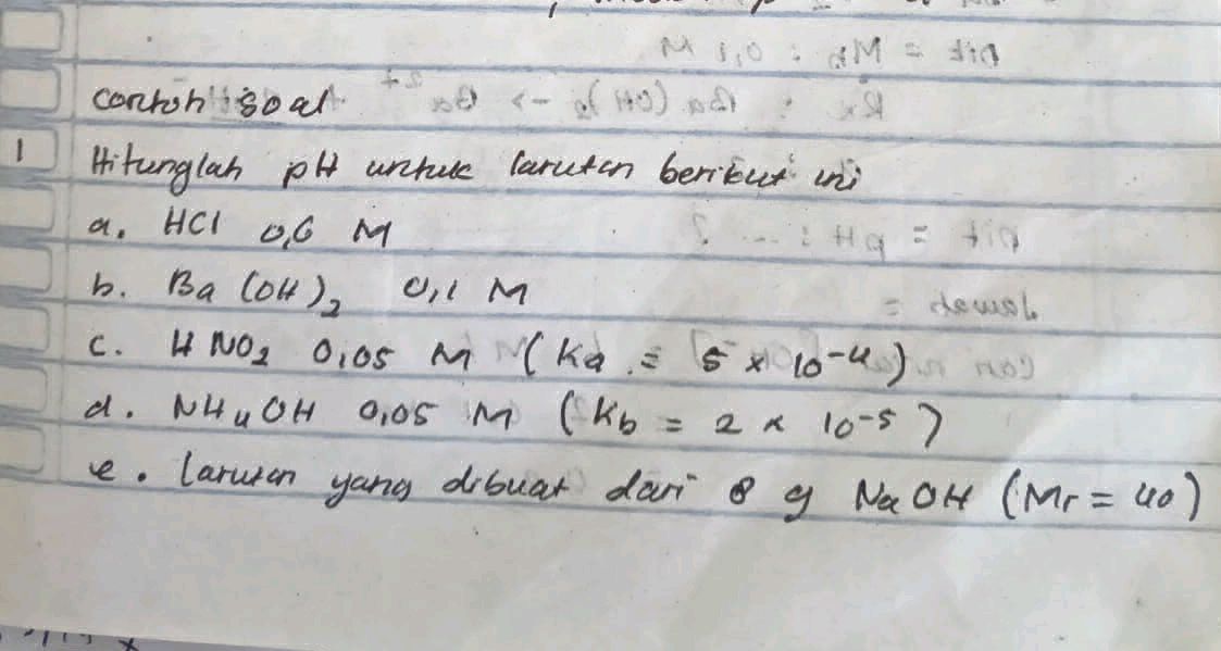 1. Hitunglah pH untuk larutan berikut ini | StudyX