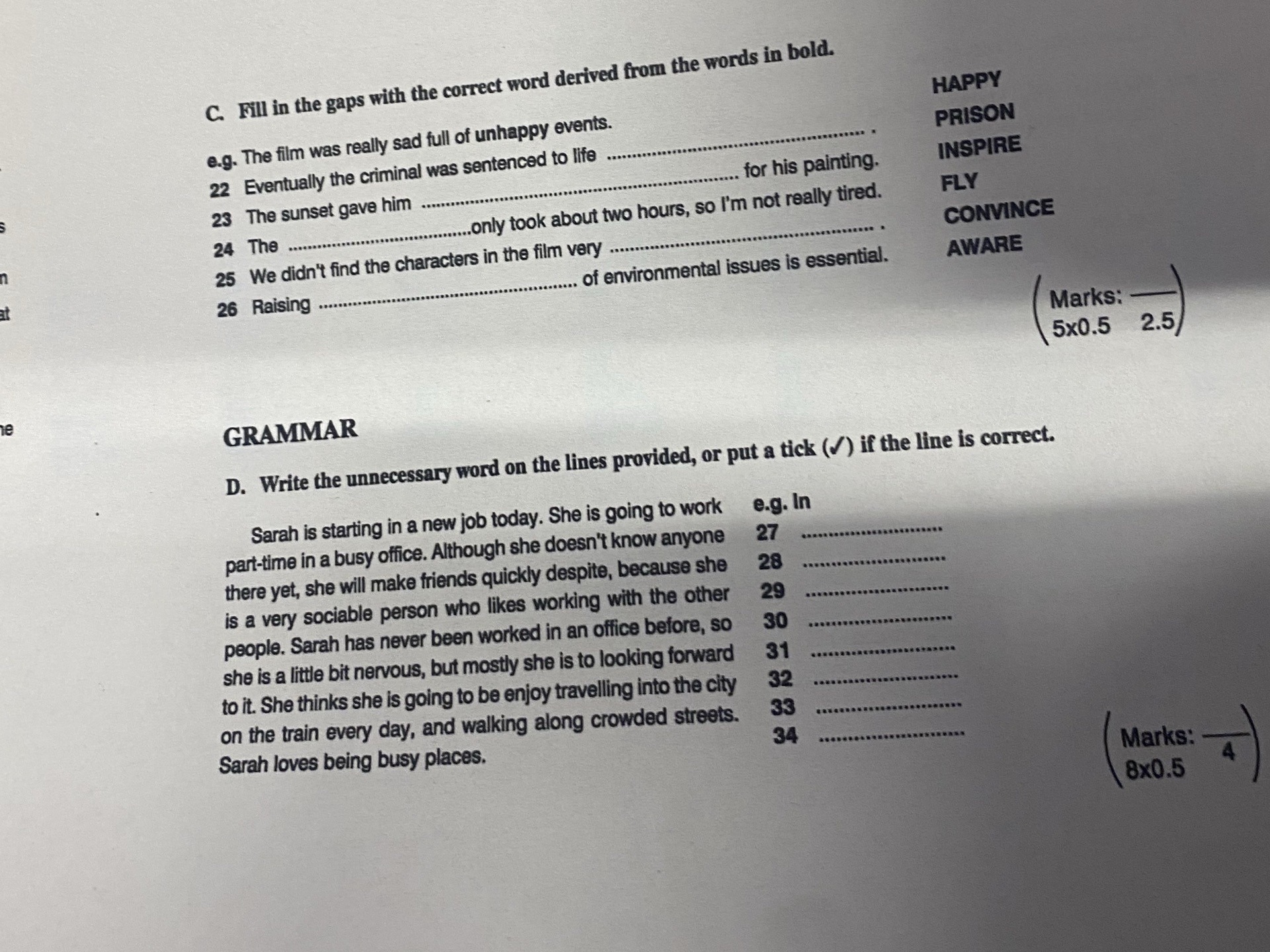 C. Fill in the gaps with the correct word | StudyX