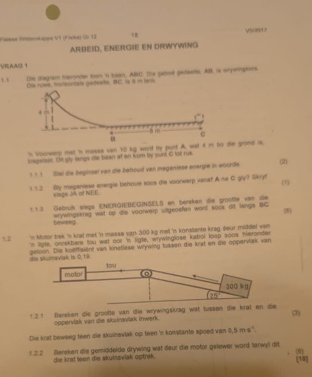 1.1 Die diagram hieronder toon 'n baan, ABC. | StudyX