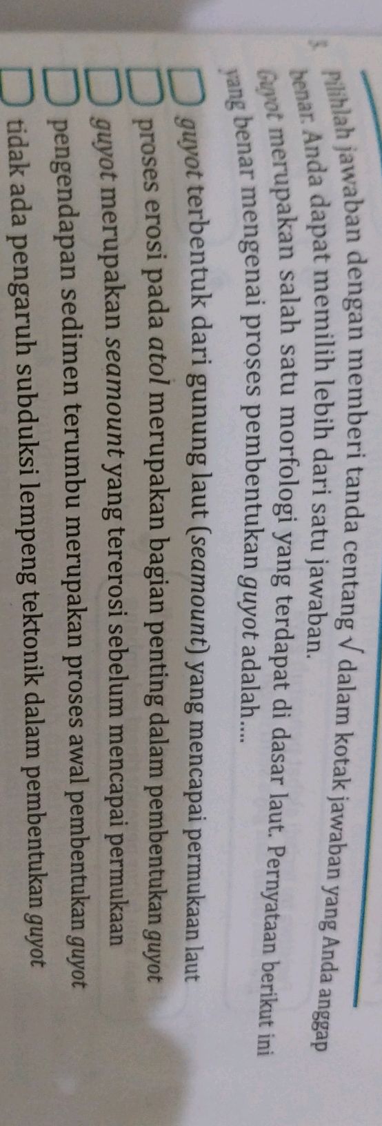 3. Pilihlah jawaban dengan memberi tanda | StudyX