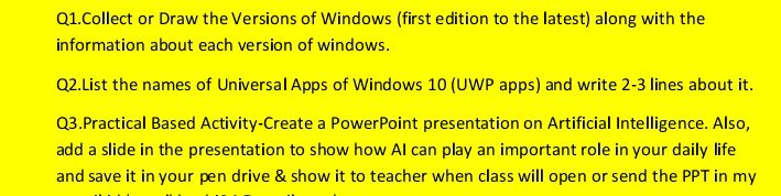 Q1. Collect or Draw the Versions of Windows | StudyX