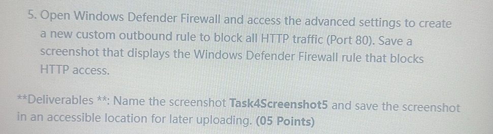 5. Open Windows Defender Firewall and access | StudyX