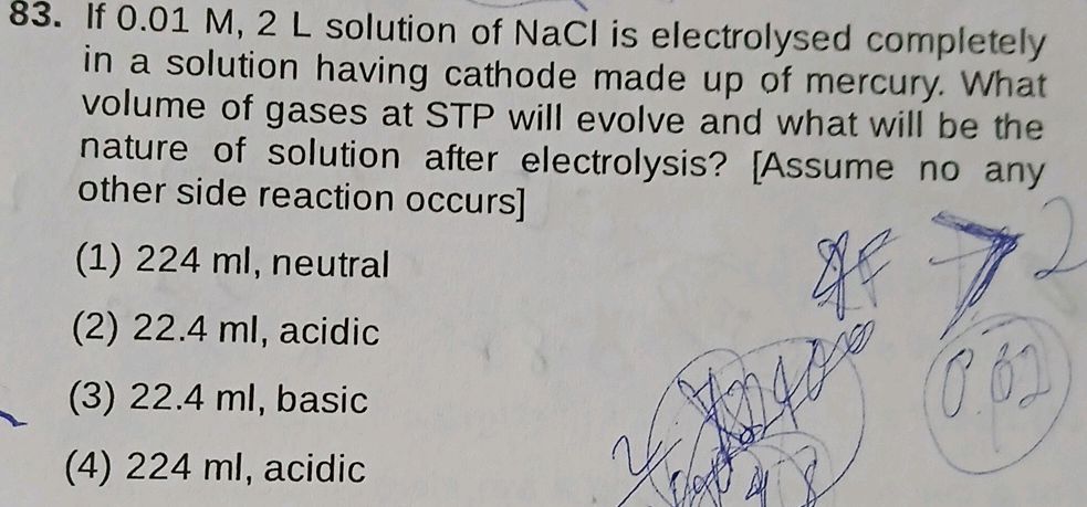 If 0.01 M, 2 L solution of NaCl is