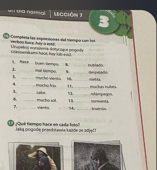 16 Completa las expresiones del tiempo con | StudyX