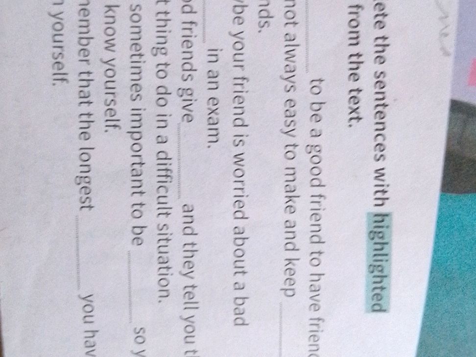 Complete the sentences with highlighted from | StudyX