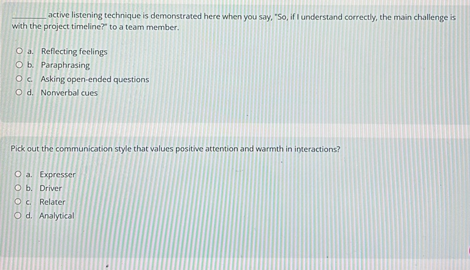 active listening technique is | StudyX