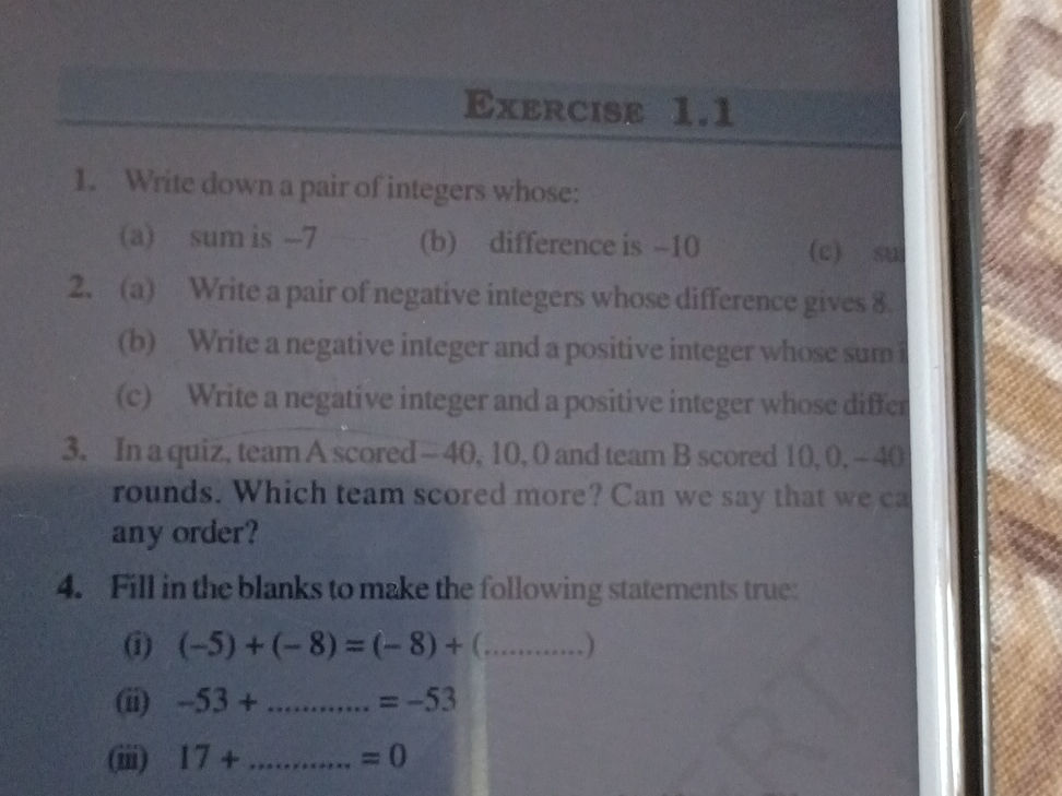 1. Write down a pair of integers whose: (a) | StudyX