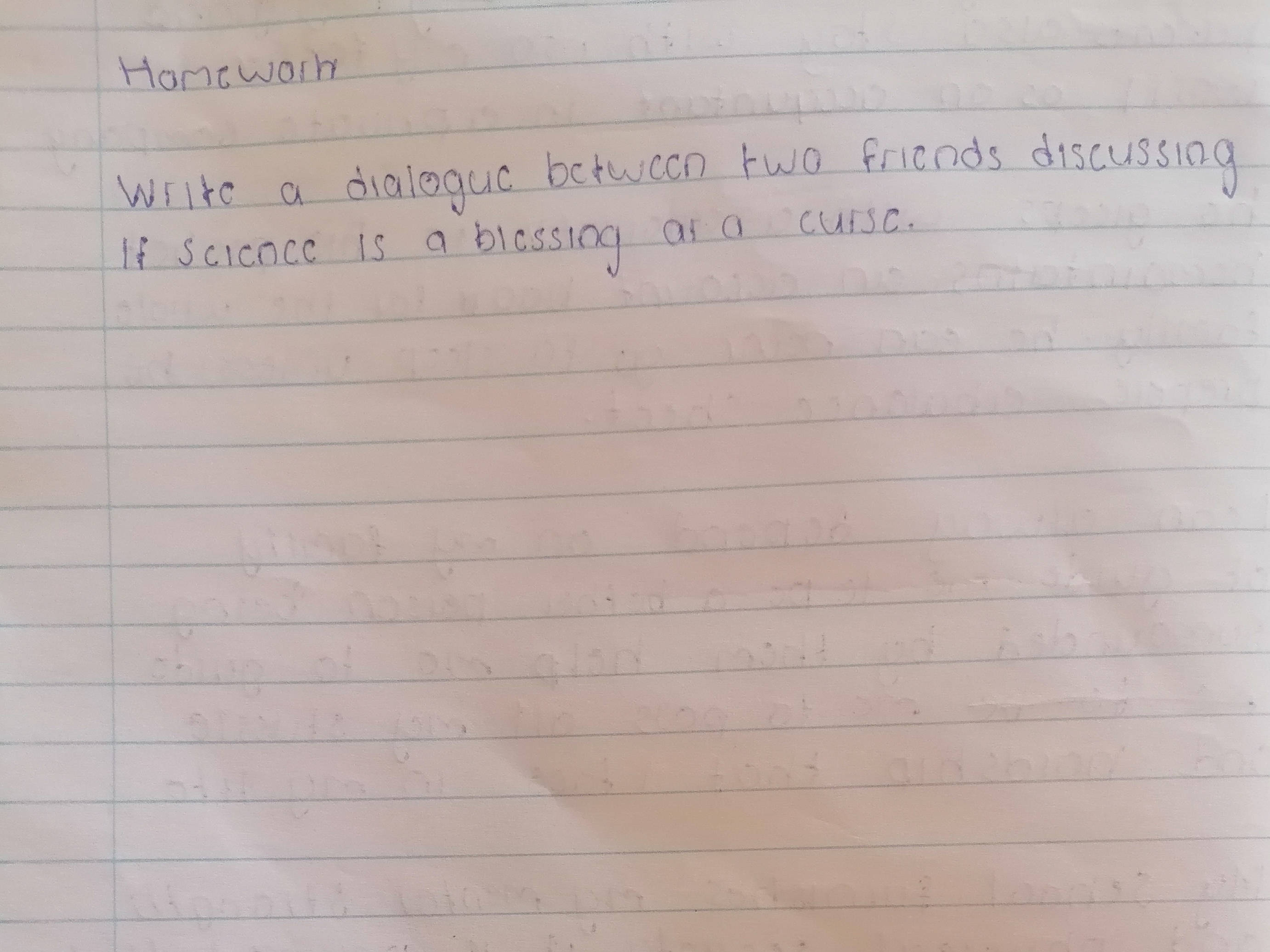 Write a dialogue between two friends | StudyX