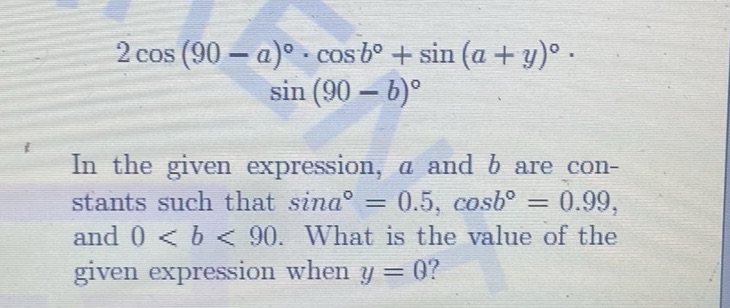 Given the expression: $2 imes cos(90 - | StudyX