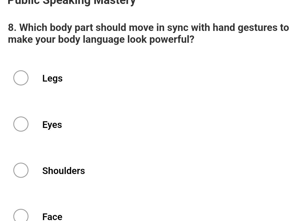 8. Which body part should move in sync with | StudyX