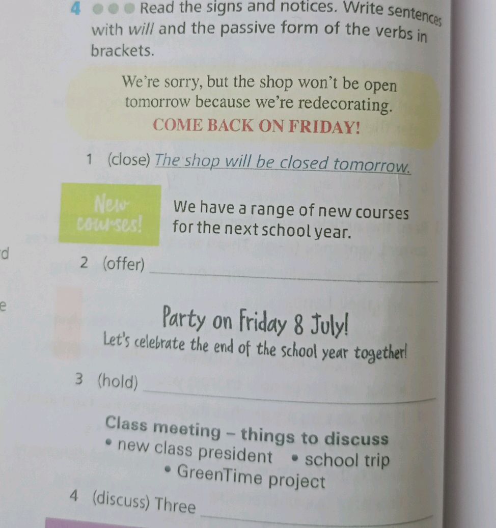 Read the signs and notices. Write sentences | StudyX