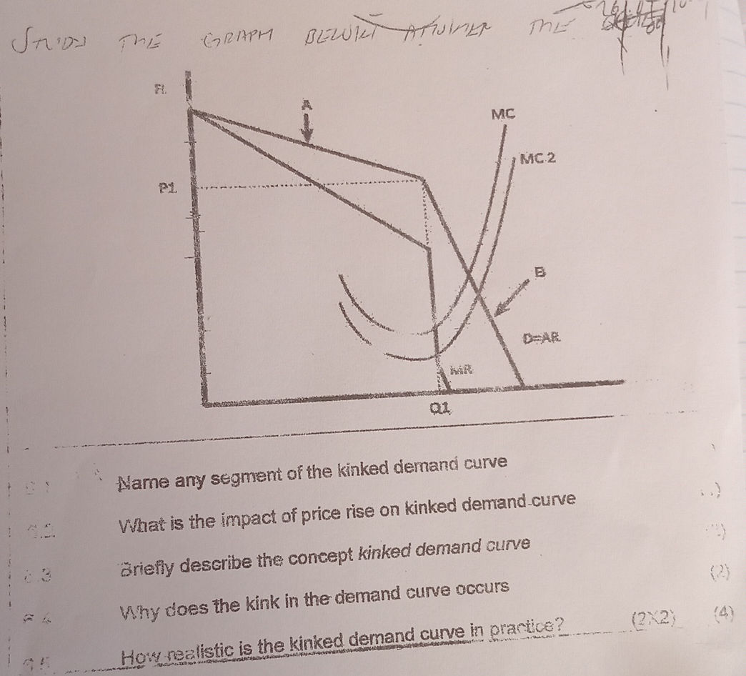 Name any segment of the kinked demand curve | StudyX