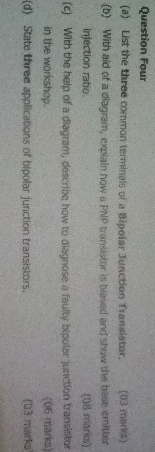 (a) List the three common terminals of a | StudyX