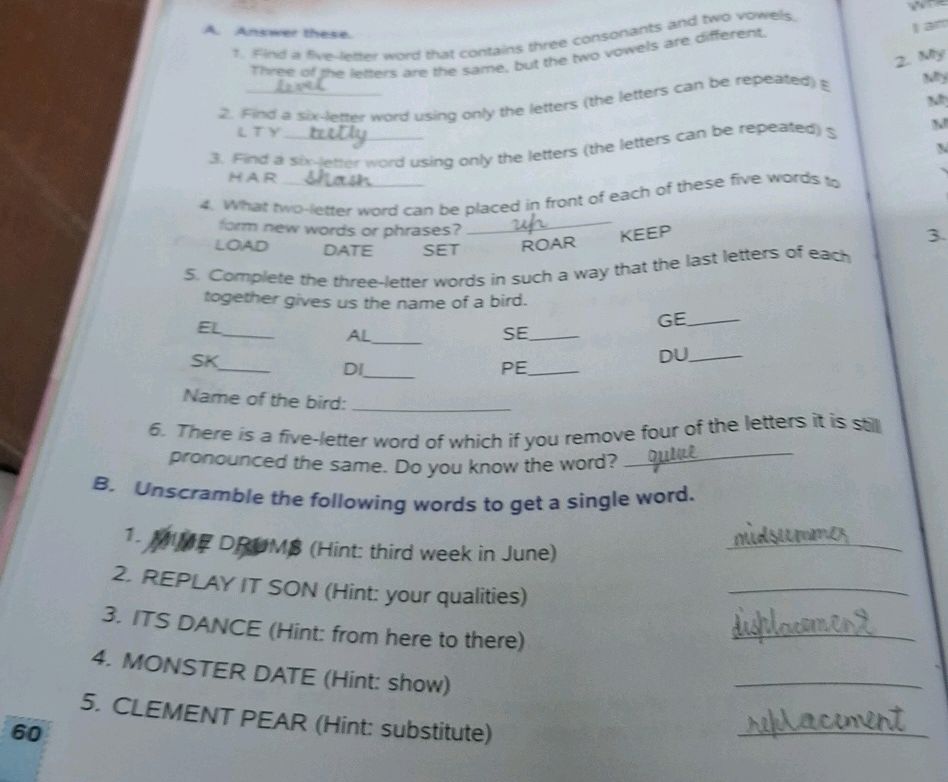 A. Answer these. 1. Find a five-letter word | StudyX