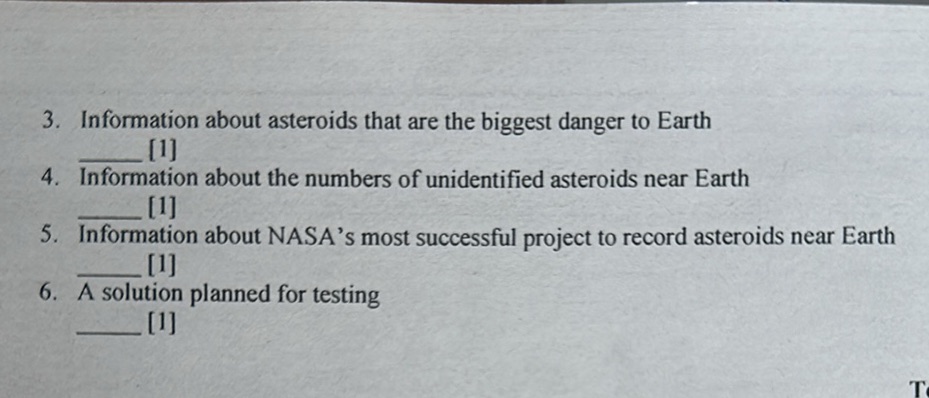 3. Information about asteroids that are the | StudyX