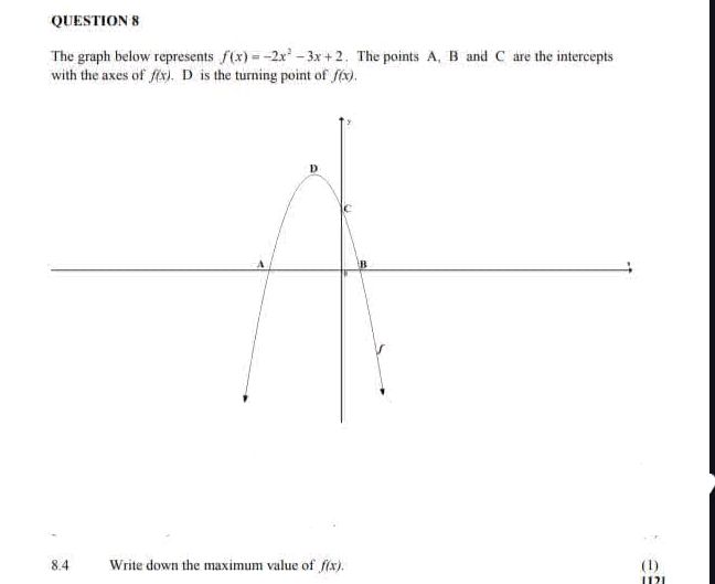 The graph below represents $f(x) = -2x^2 - | StudyX