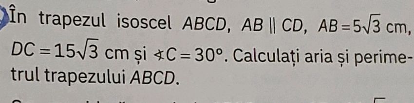 În trapezul isoscel ABCD, AB || CD, AB = 5 | StudyX