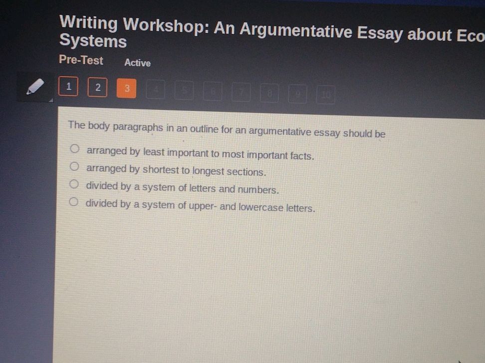 The body paragraphs in an outline for an | StudyX