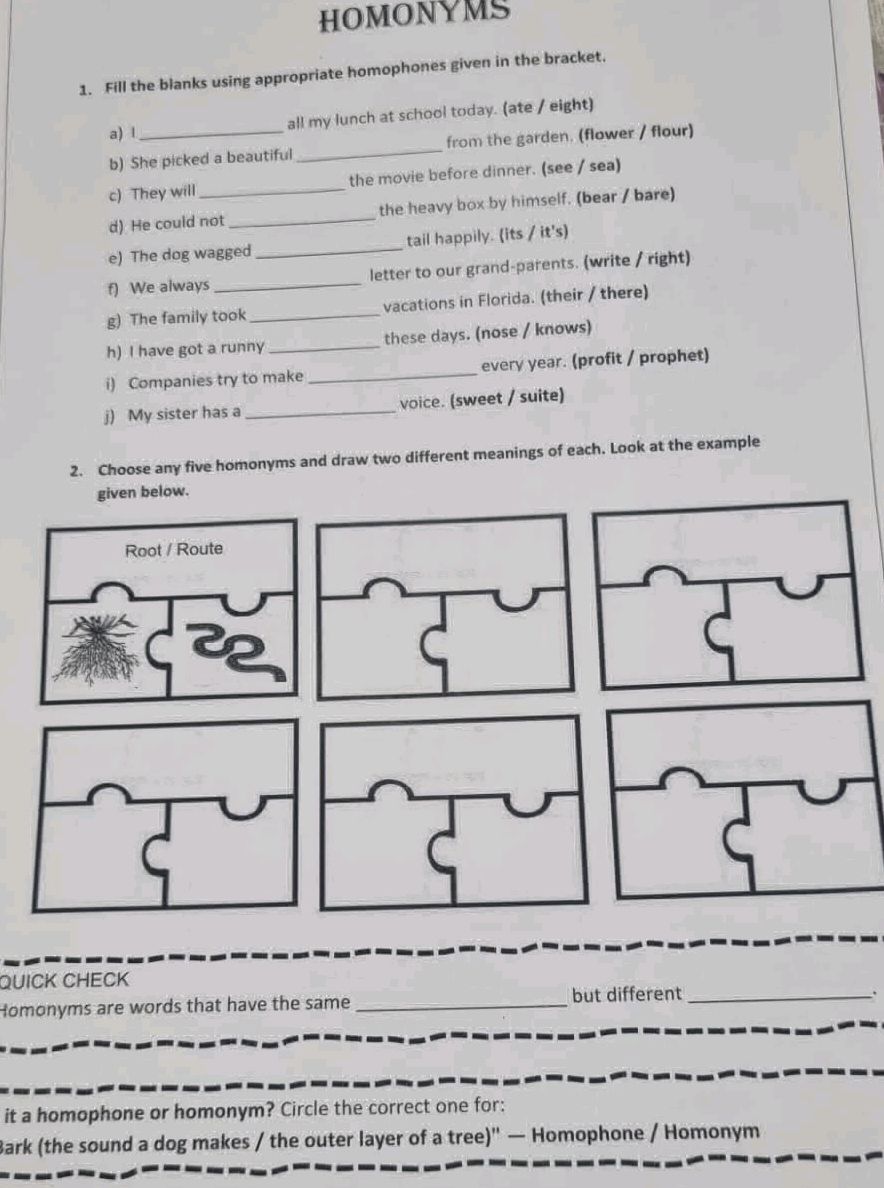 1. Fill the blanks using appropriate | StudyX