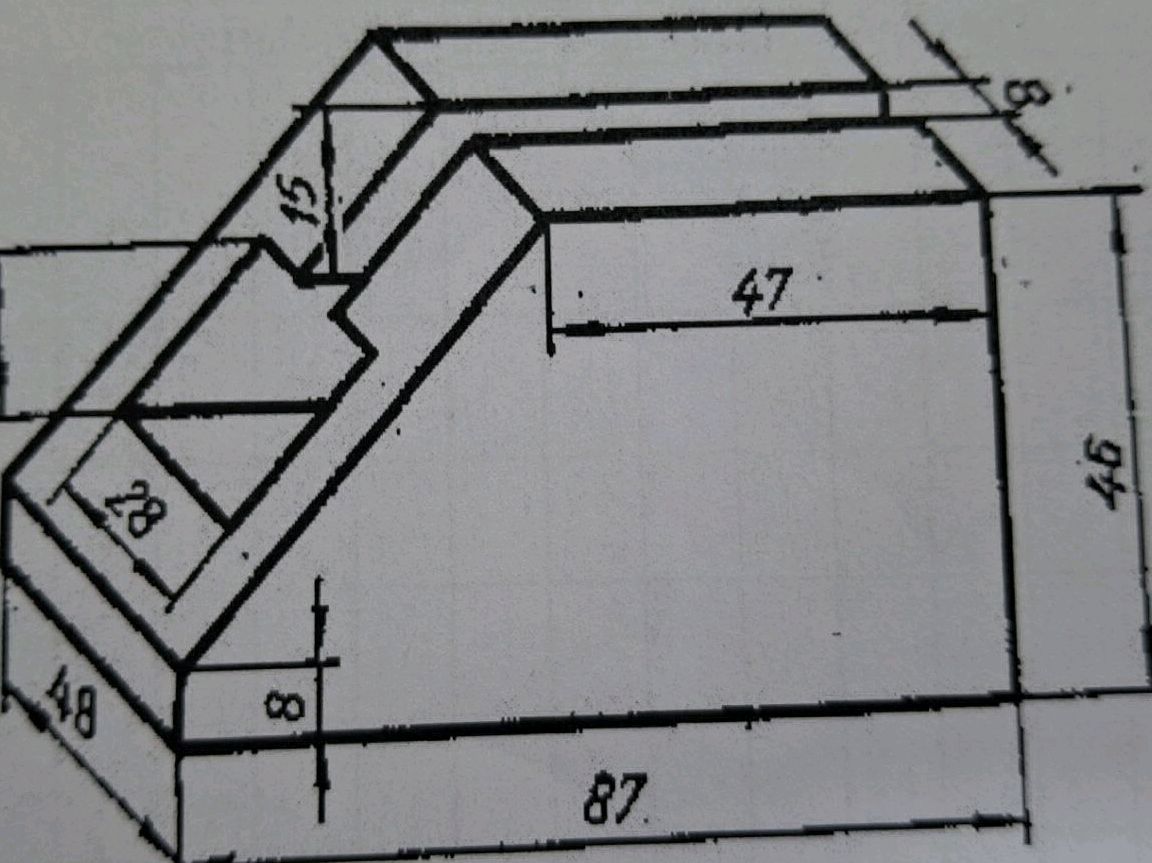 The image shows a 3D drawing of a geometric | StudyX