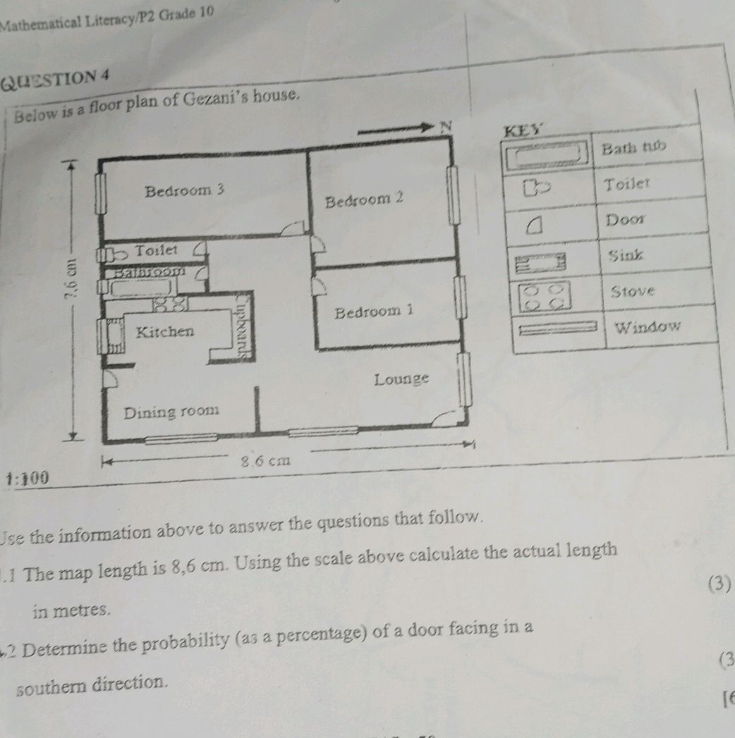 QUESTION 4 Below is a floor plan of Gezani's | StudyX