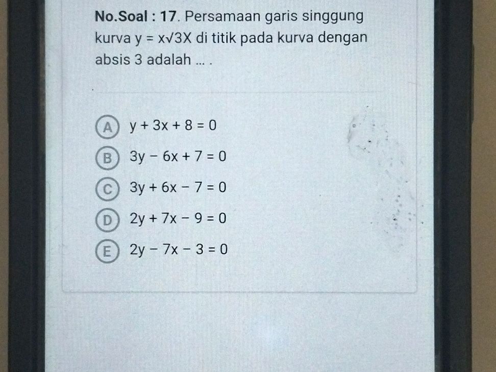 No.Soal: 17. Persamaan garis singgung kurva | StudyX