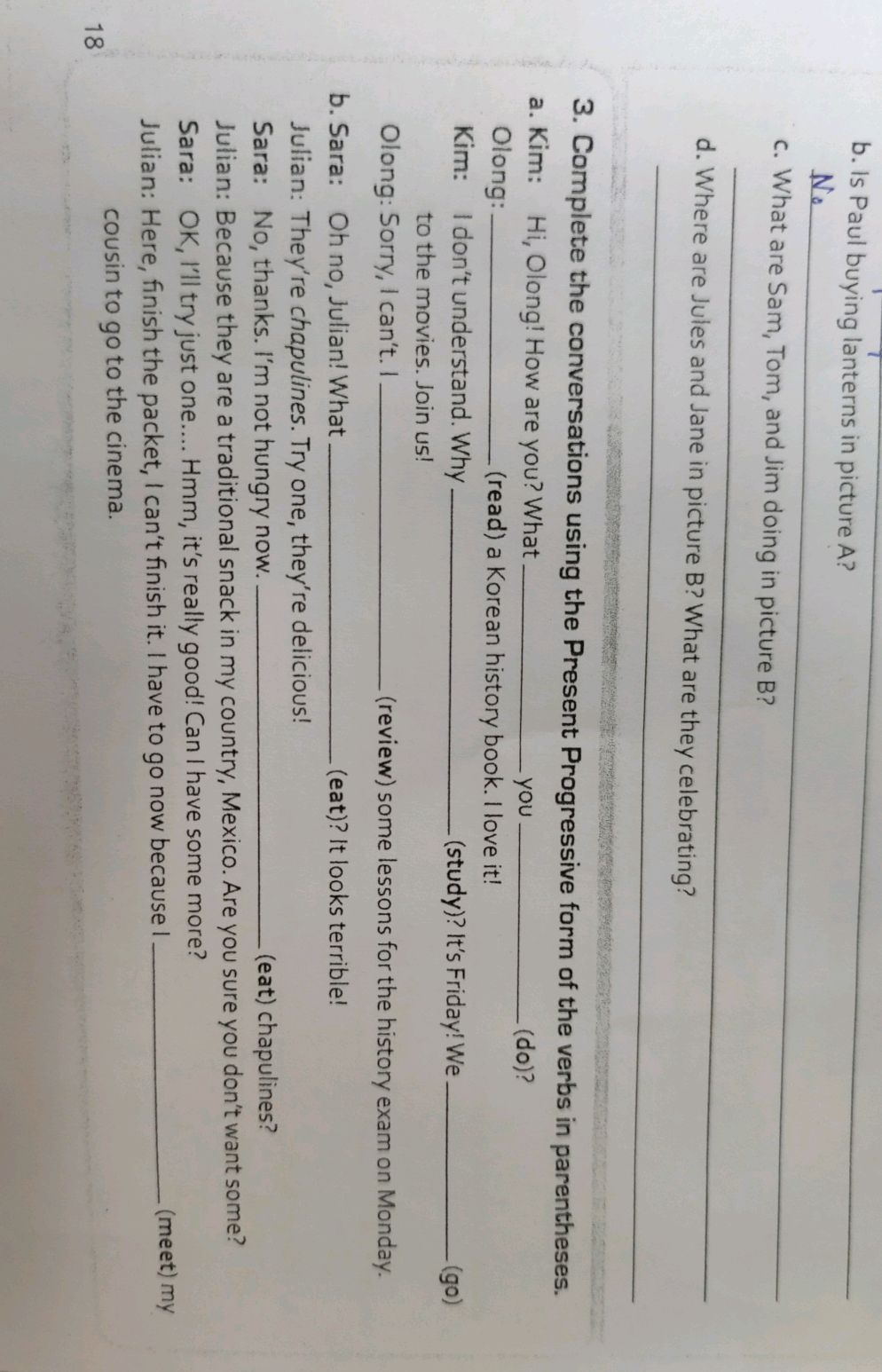 3. Complete the conversations using the | StudyX