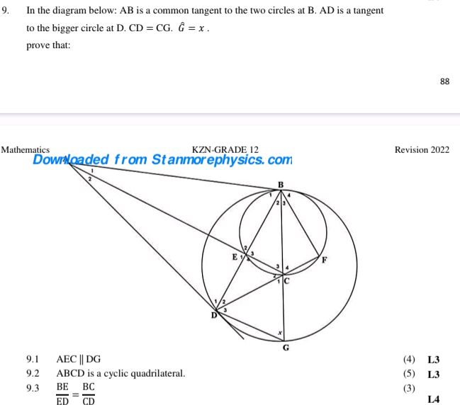 In the diagram below: AB is a common tangent | StudyX
