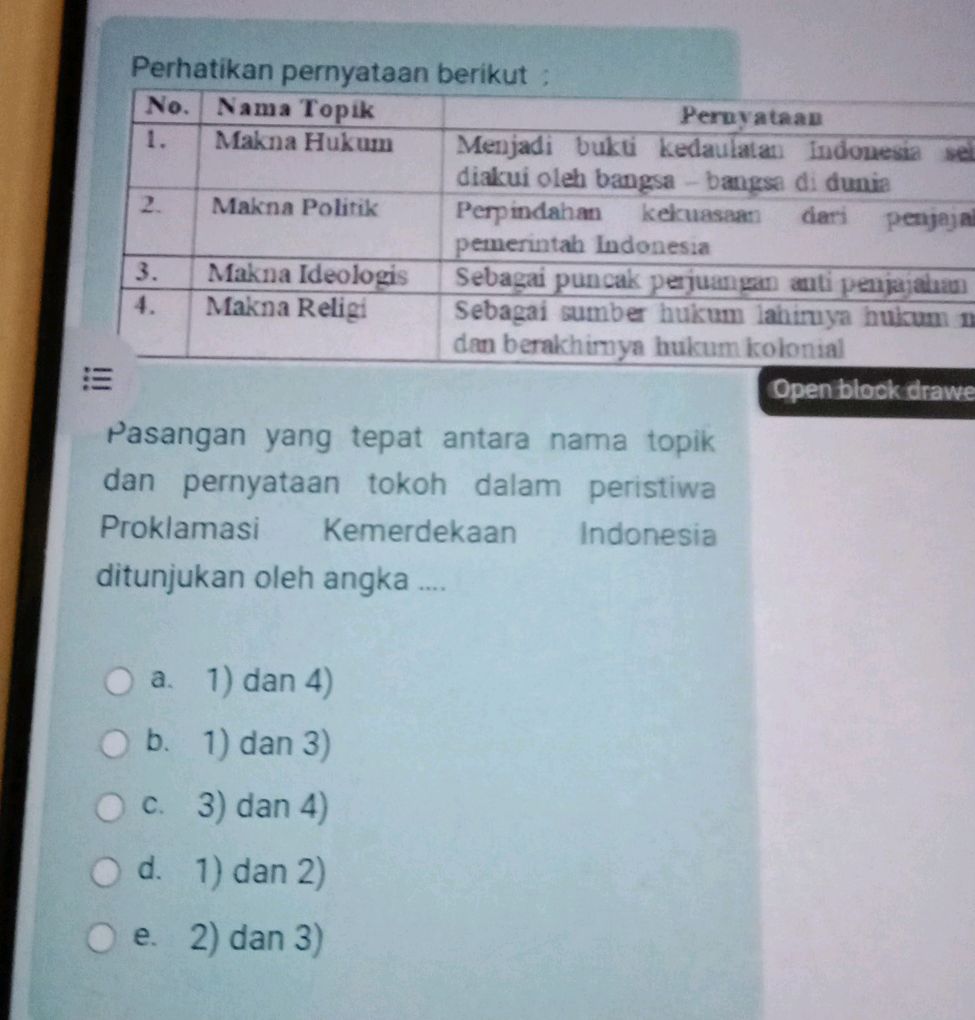 Perhatikan pernyataan berikut : | No. | | StudyX