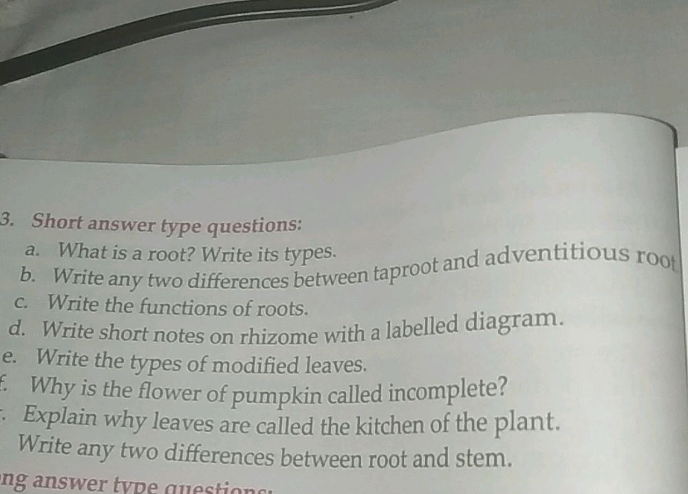 3. Short answer type questions: a. What is | StudyX
