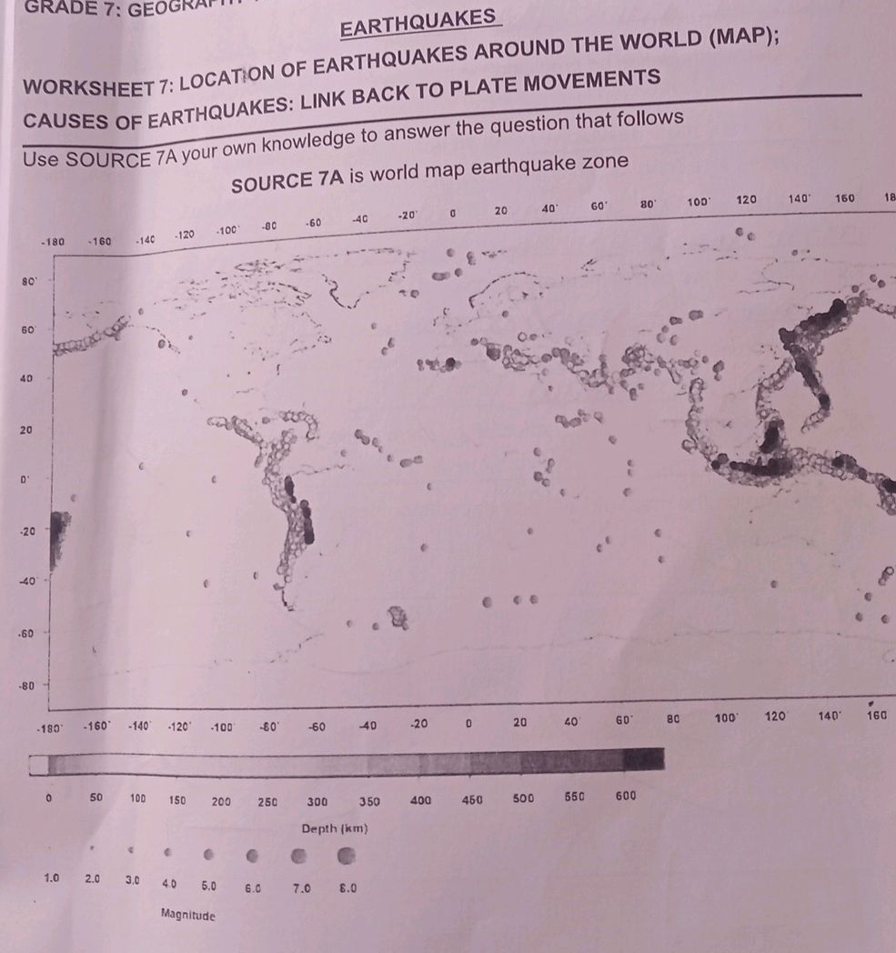 EARTHQUAKES WORKSHEET 7: LOCATION OF | StudyX