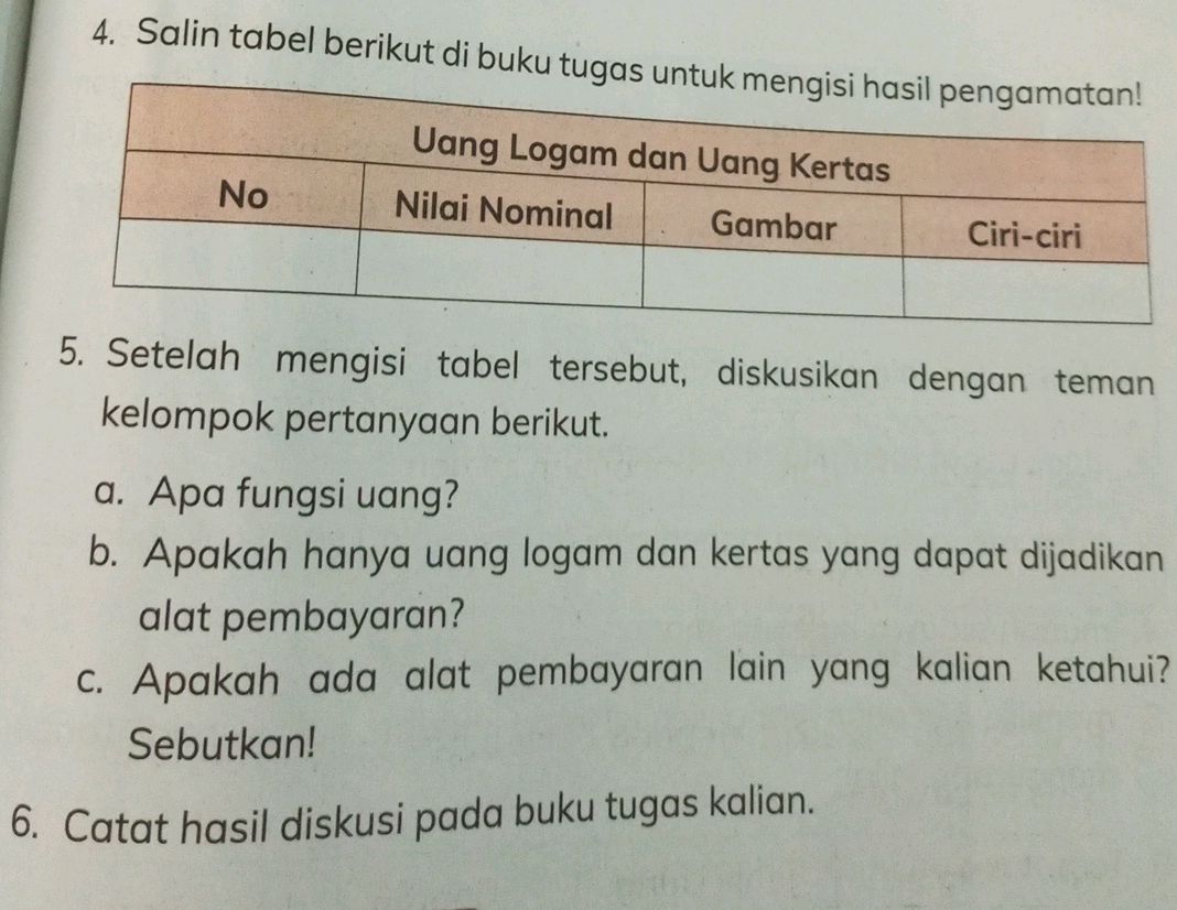 4. Salin tabel berikut di buku tugas untuk | StudyX