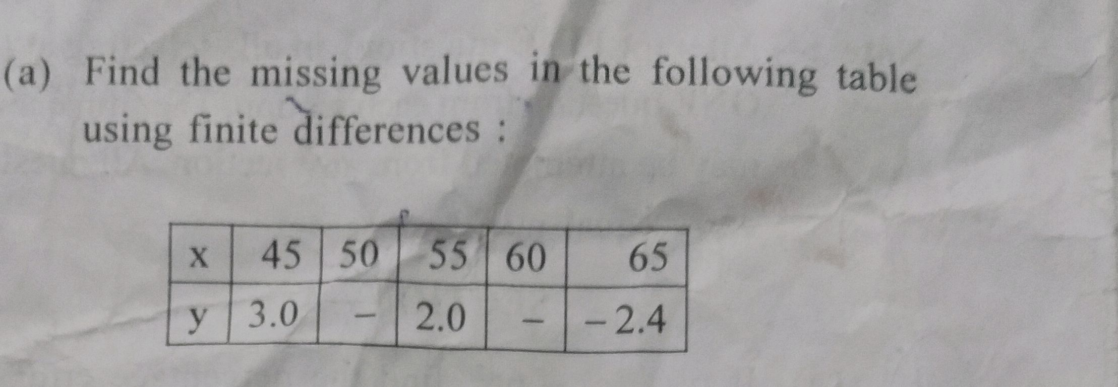 (a) Find the missing values in the following | StudyX