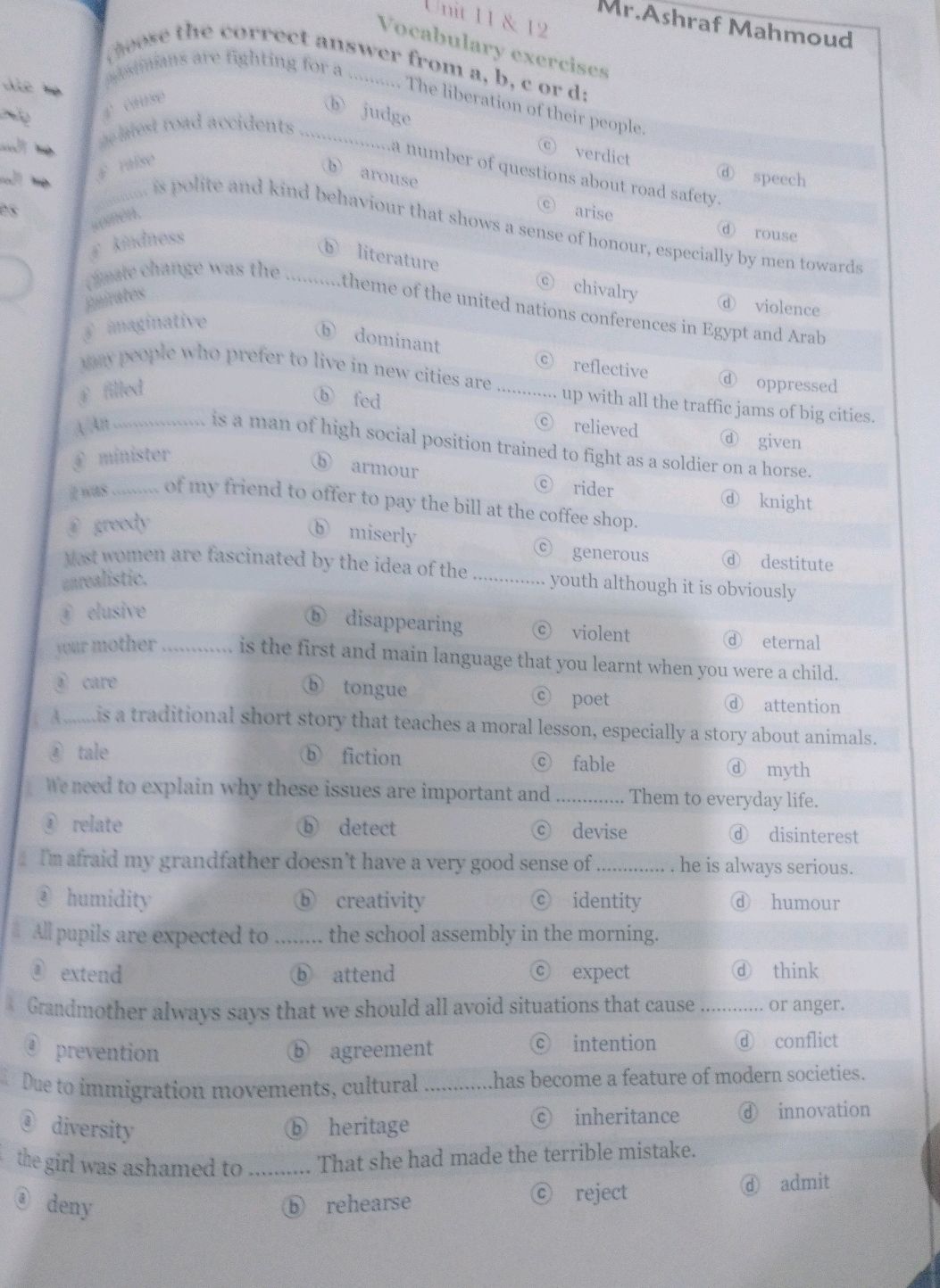Choose the correct answer from a, b, c or d: | StudyX