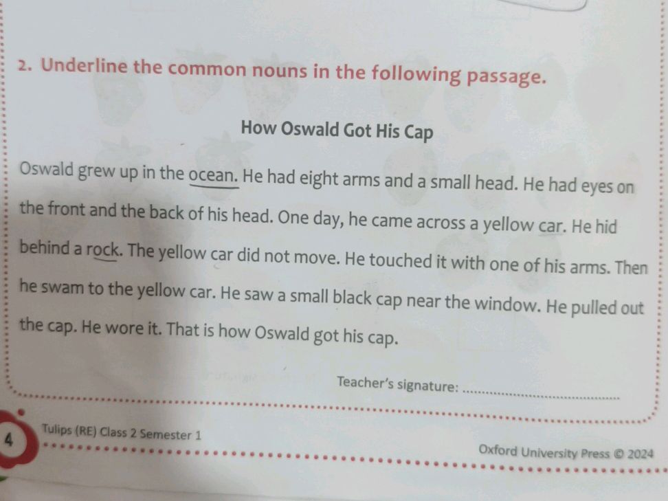 2. Underline the common nouns in the | StudyX