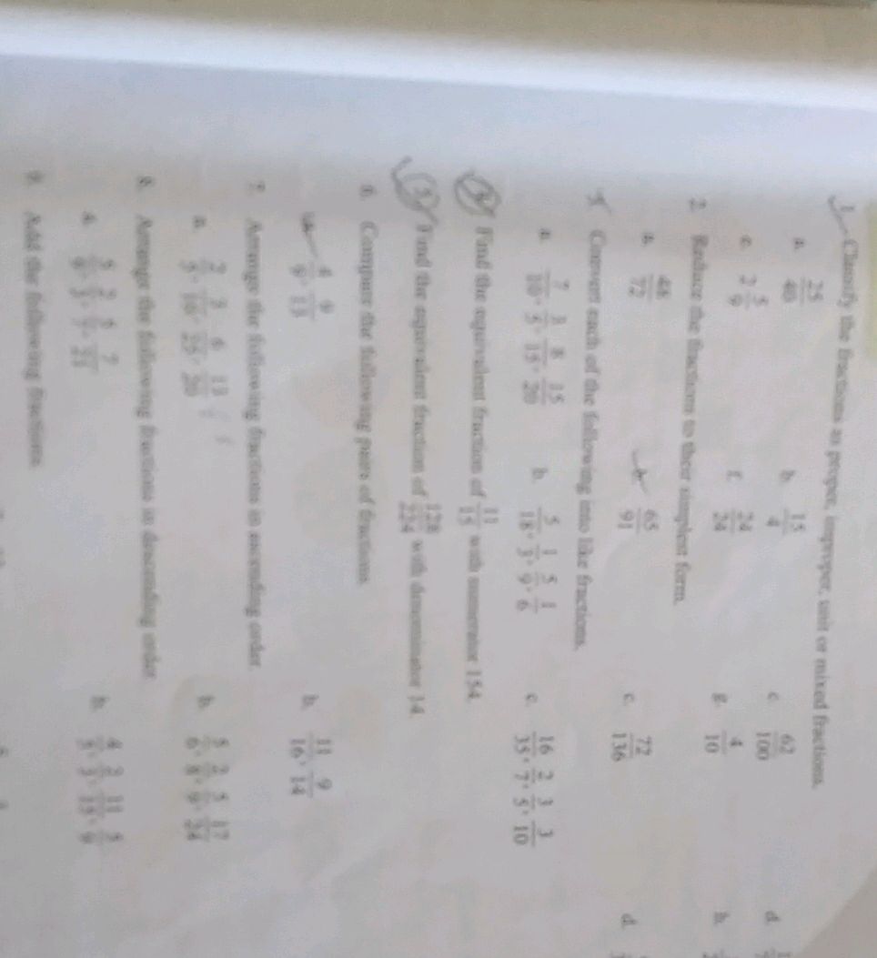 1. Classify the fractions as proper, | StudyX
