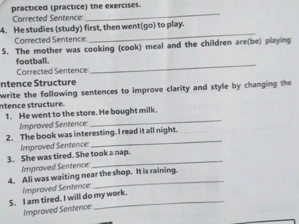 Correct the sentences: 4. He studies | StudyX