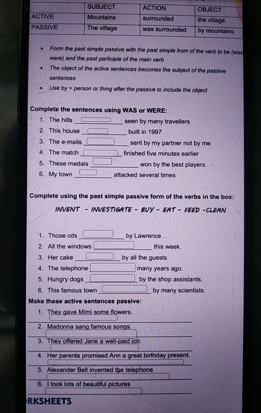 Form the past simple passive with the past | StudyX