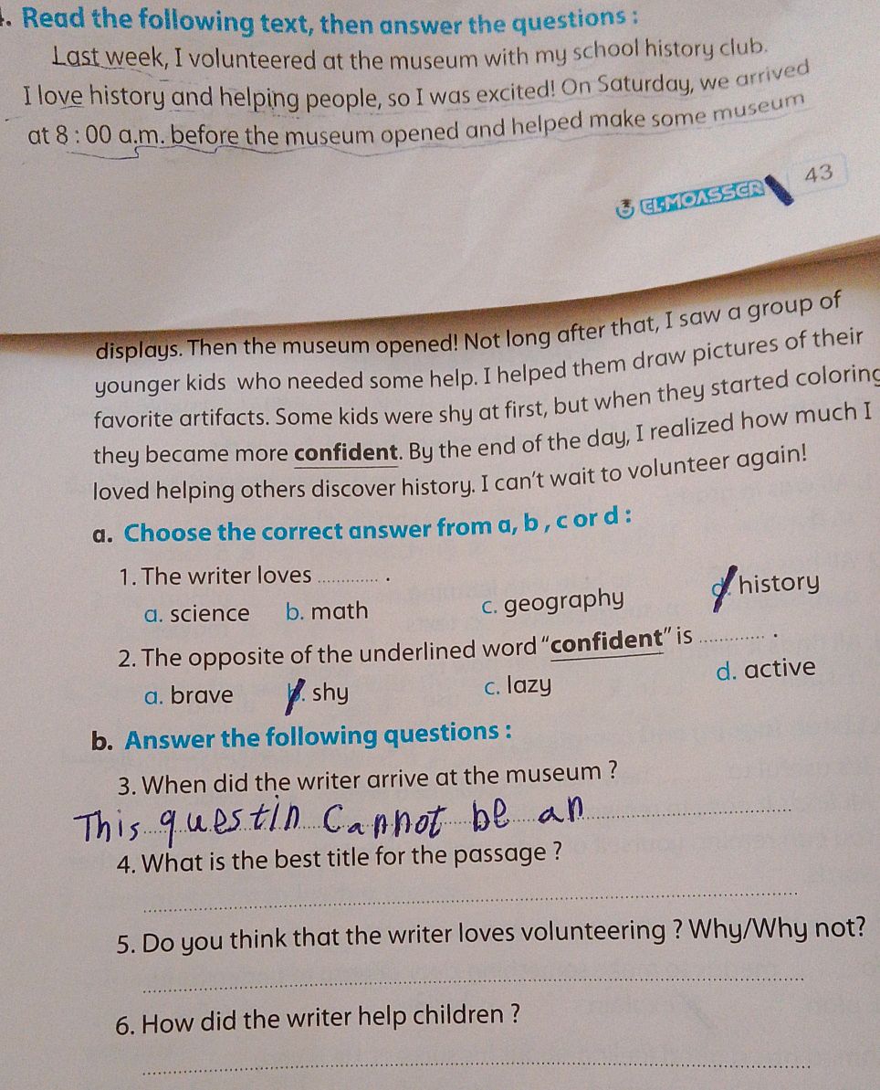 4. Read the following text, then answer the | StudyX