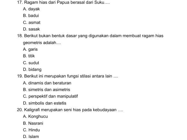 17. Ragam hias dari Papua berasal dari | StudyX 17. Ragam hias dari Papua berasal dari | StudyX