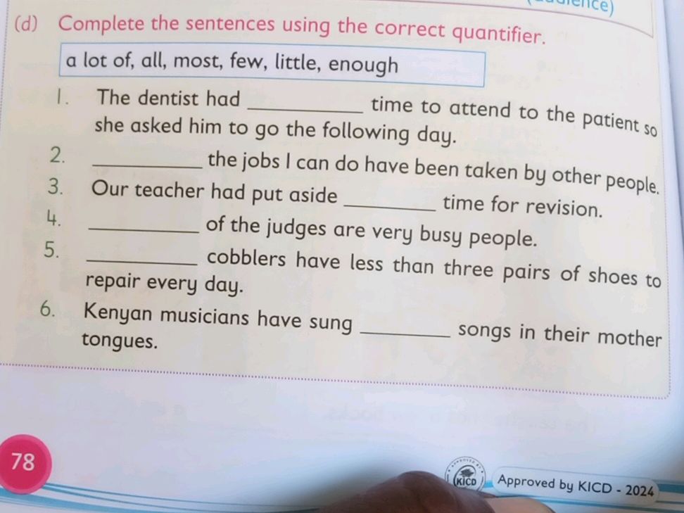 (d) Complete the sentences using the correct | StudyX